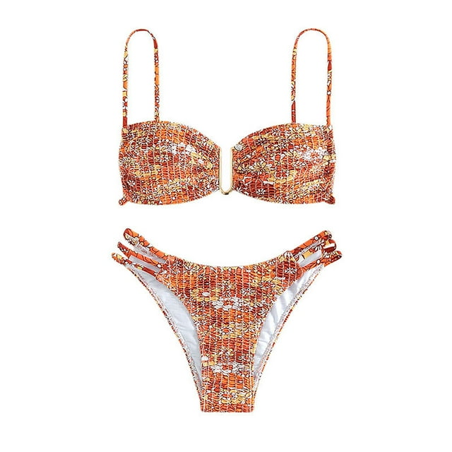 Womens Floral Trendy Swimwear Bikini Sexy Triangular Tankini Swimsuit