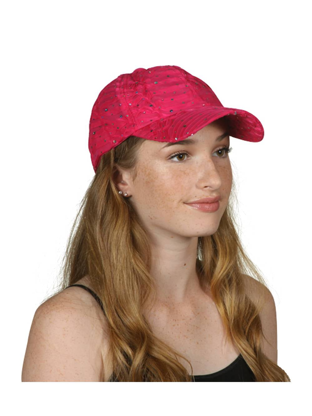 Womens Flower Sequin Trim Baseball Cap - Fuchsia - Walmart.com