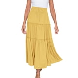 Womens Maxi Skirts Elastic Waist Boho Long Skirts for Women Casual ...