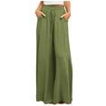 Womens Flowy Wide Leg Palazzo Pants High Waisted Drawstring Lounge Pant ...