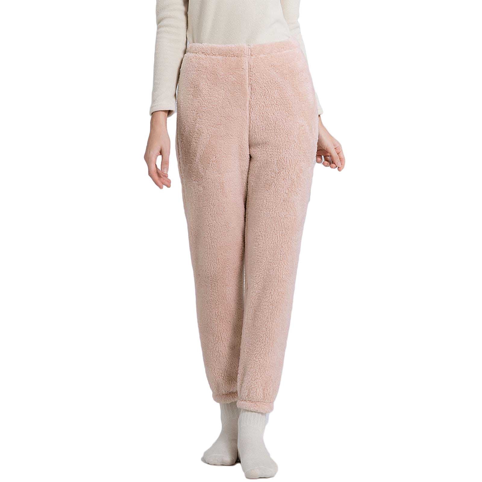 Womens Fluffy Plush Pajama Pants Winter Cozy Lounge Pants Warm Soft ...