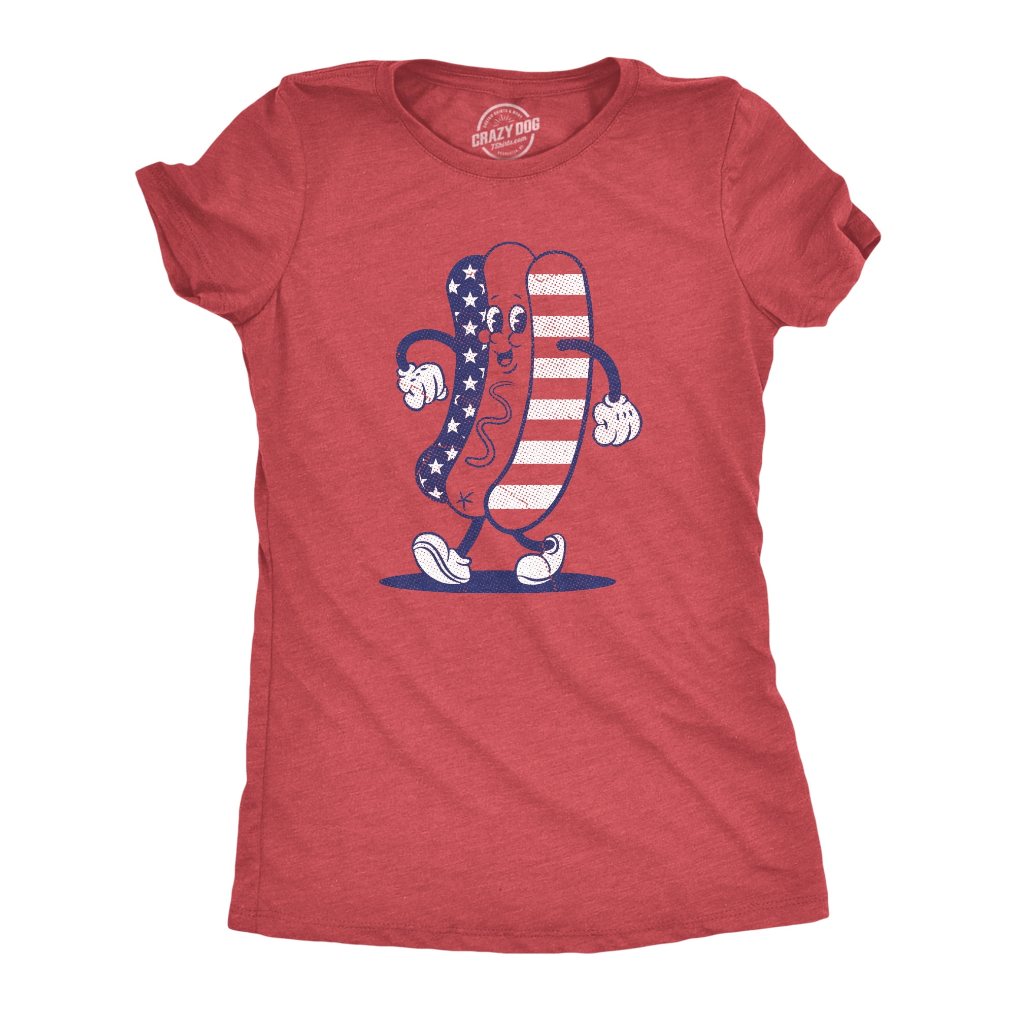 Womens Fourth Of July Hotdog T Shirt Funny Patriotic Cookout Grilling ...