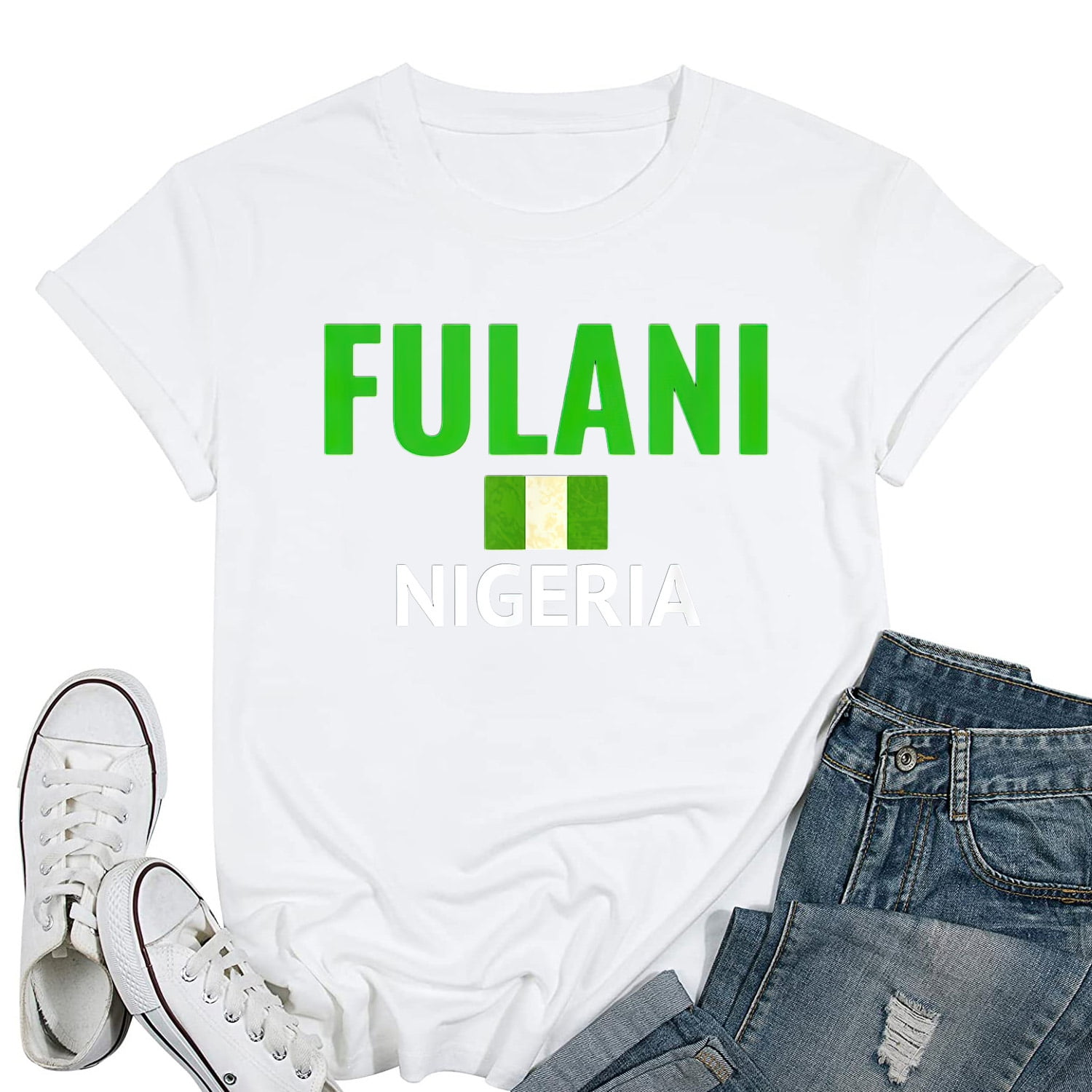 Womens Fulani - Fulbe Peul Fula Nigerian Flag T-Shirt White X-Large ...