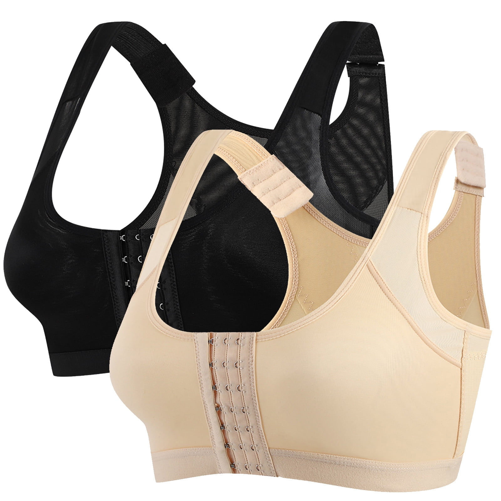 Womens Full Coverage Bras, 2 Pack Post Surgery Bra Front Closure ...