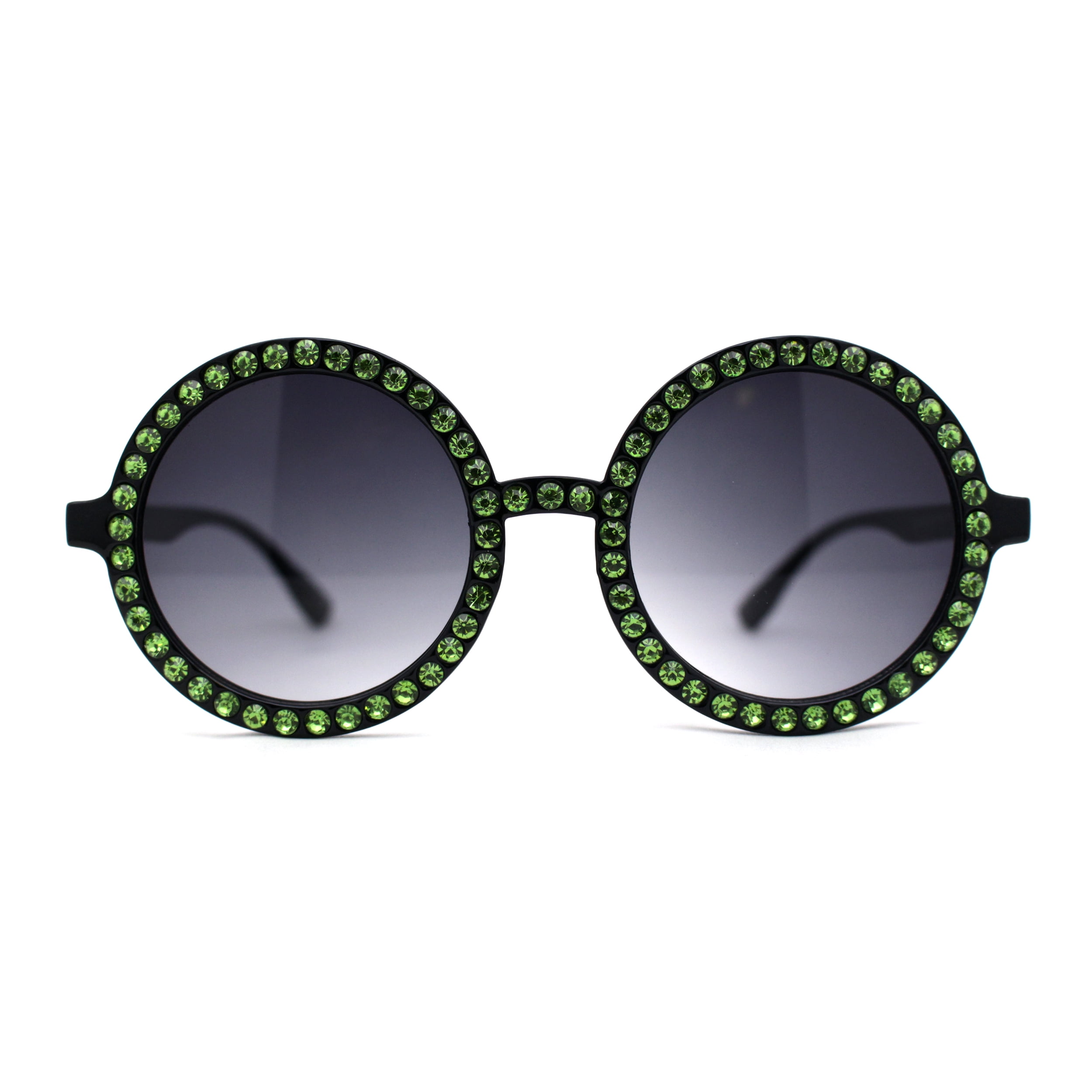 Womens Full Rhinestone Wizard Round Circle Lens Plastic Sunglasses ...