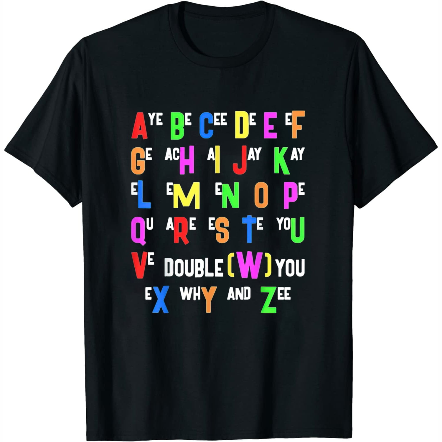Womens Funny Alphabet First Day Of School Abc T-Shirt Black Large ...