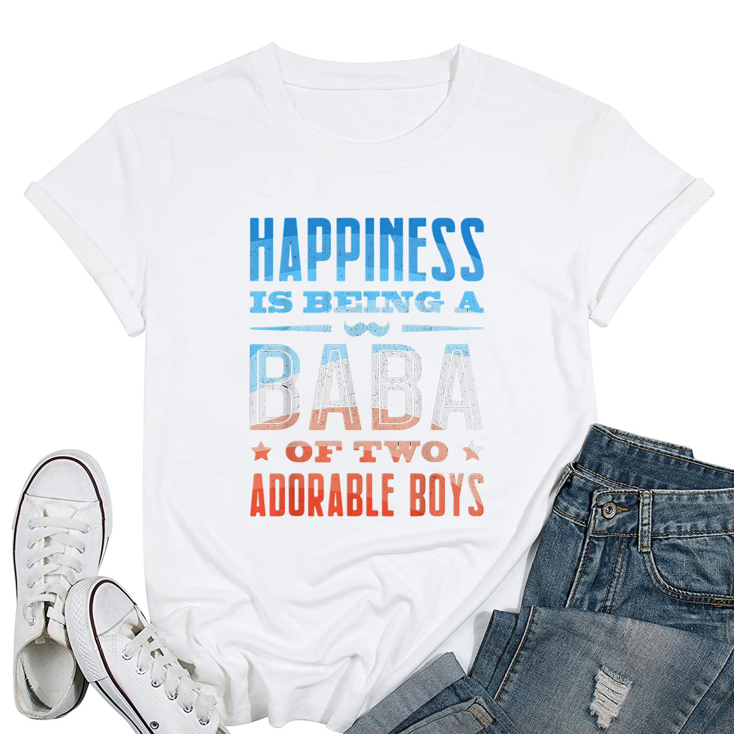 Womens Funny Arabic Dad Baba of two Boys Arab Best Baba Ever Retro T ...
