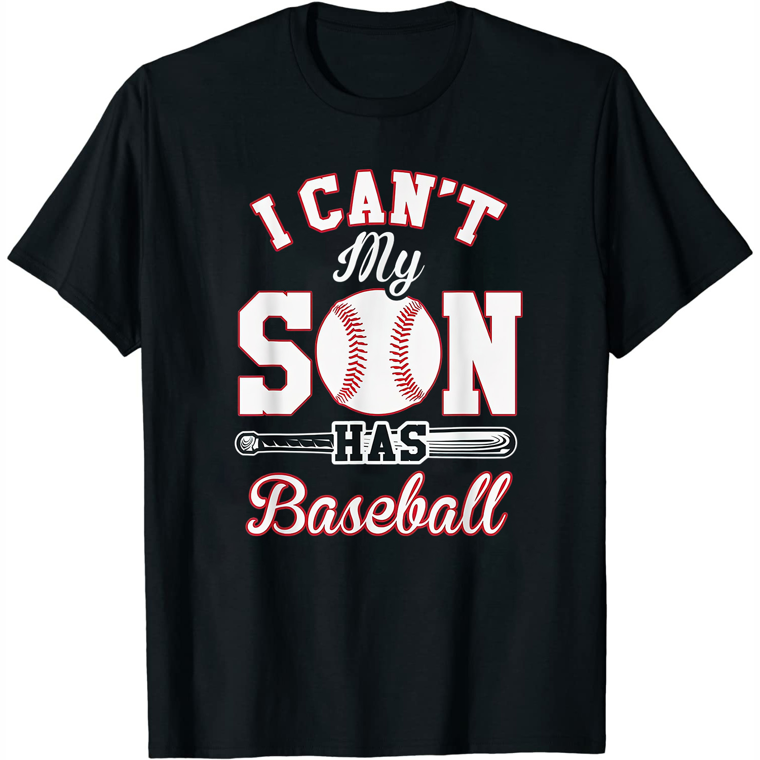 Womens Funny Baseball Mom T-Shirt I Can't My Son Has Baseball Black 2XL ...