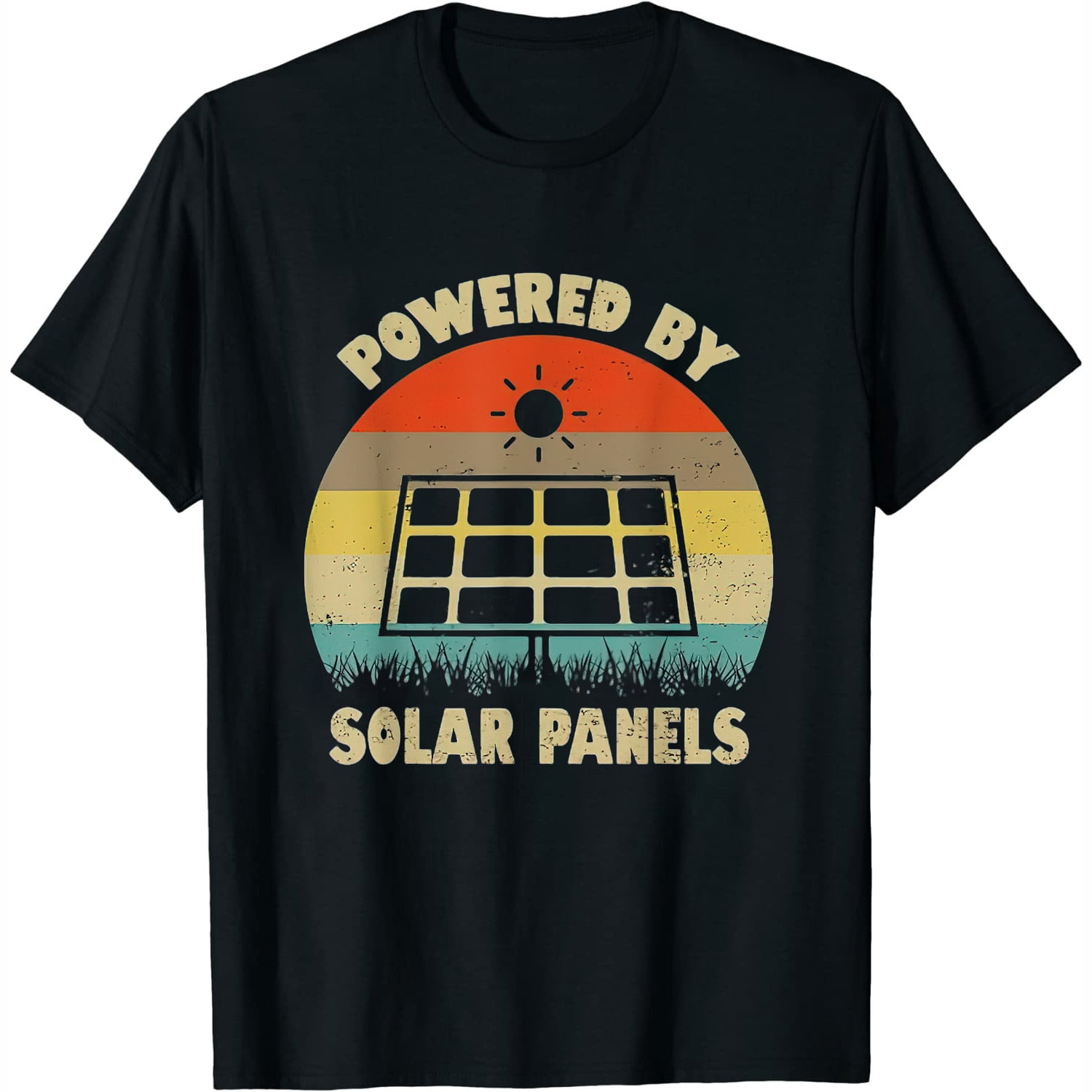 Womens Funny Powered By Solar Panels Environmental Solar Power T-Shirt ...