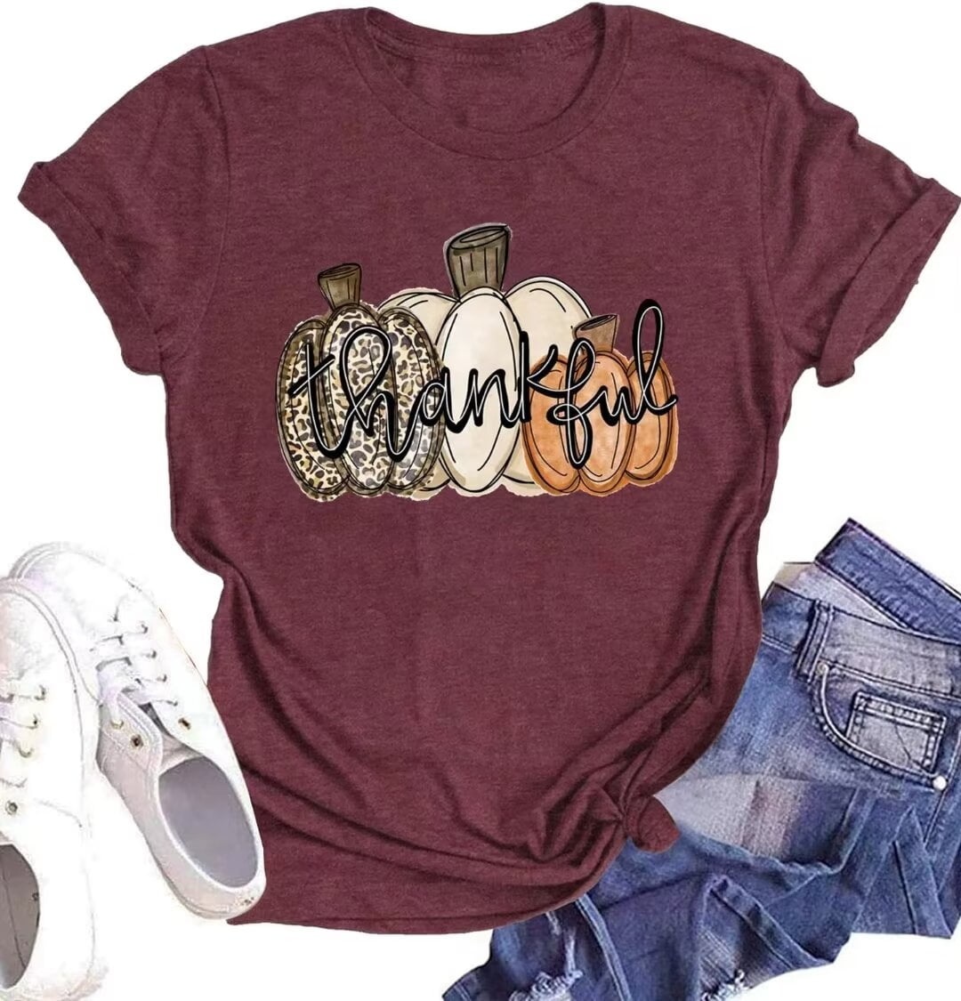 Womens Funny Short Sleeve Heart Halloween Thanksgiving Fall T-Shirts ...