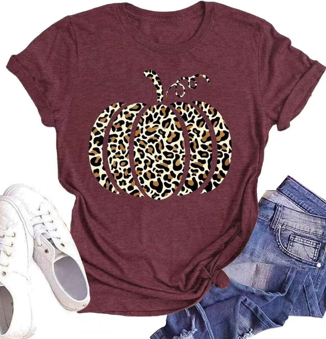 Womens Funny Short Sleeve Heart Halloween Thanksgiving Fall T-Shirts ...