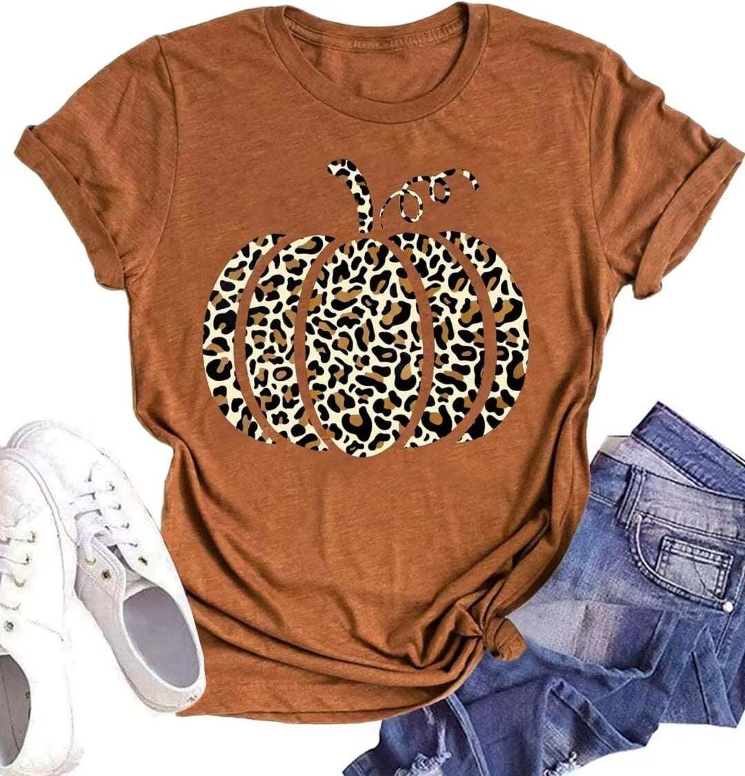 Womens Funny Short Sleeve Heart Halloween Thanksgiving Fall T-Shirts ...