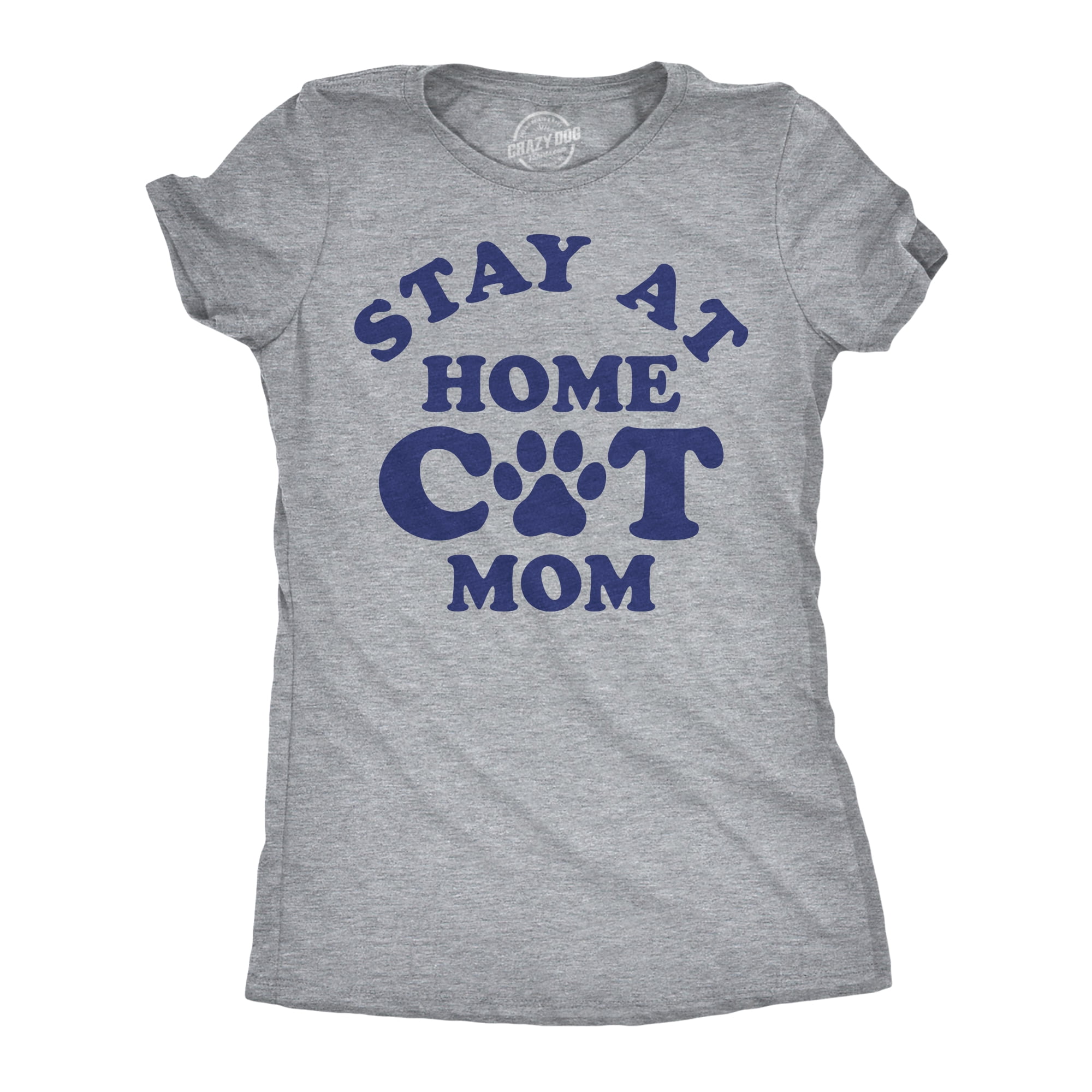 Womens Funny T Shirts Stay At Home Cat Mom Sarcastic Kitty Graphic Tee ...