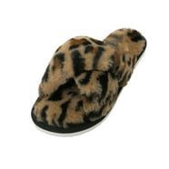LORDFON Women's Fluffy Open Toe Slippers with Cross Band & Memory Foam, Non-Slip, Breathable ...