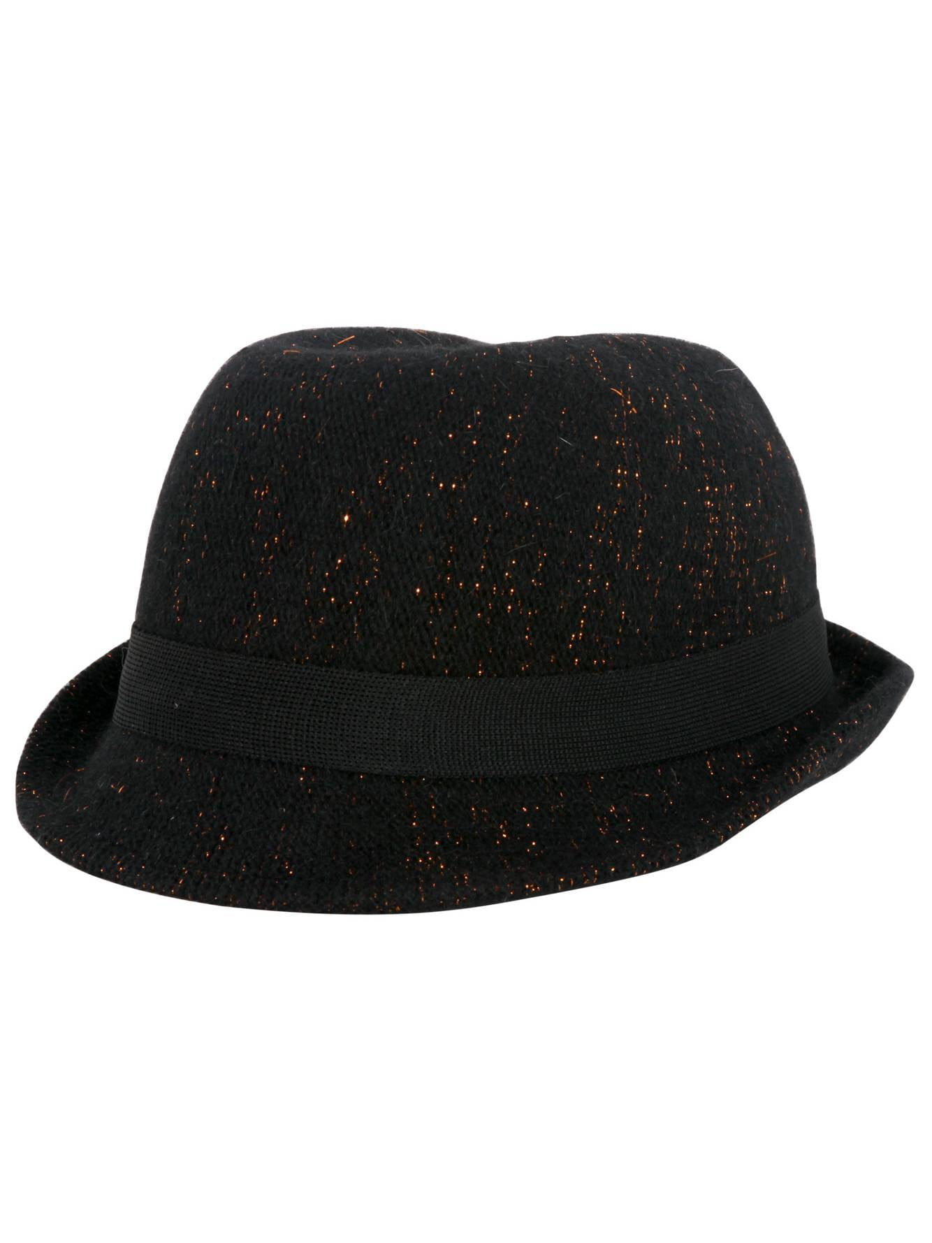 Womens Fuzzy Fedora w/ Band - Black - Small/Medium - Walmart.com