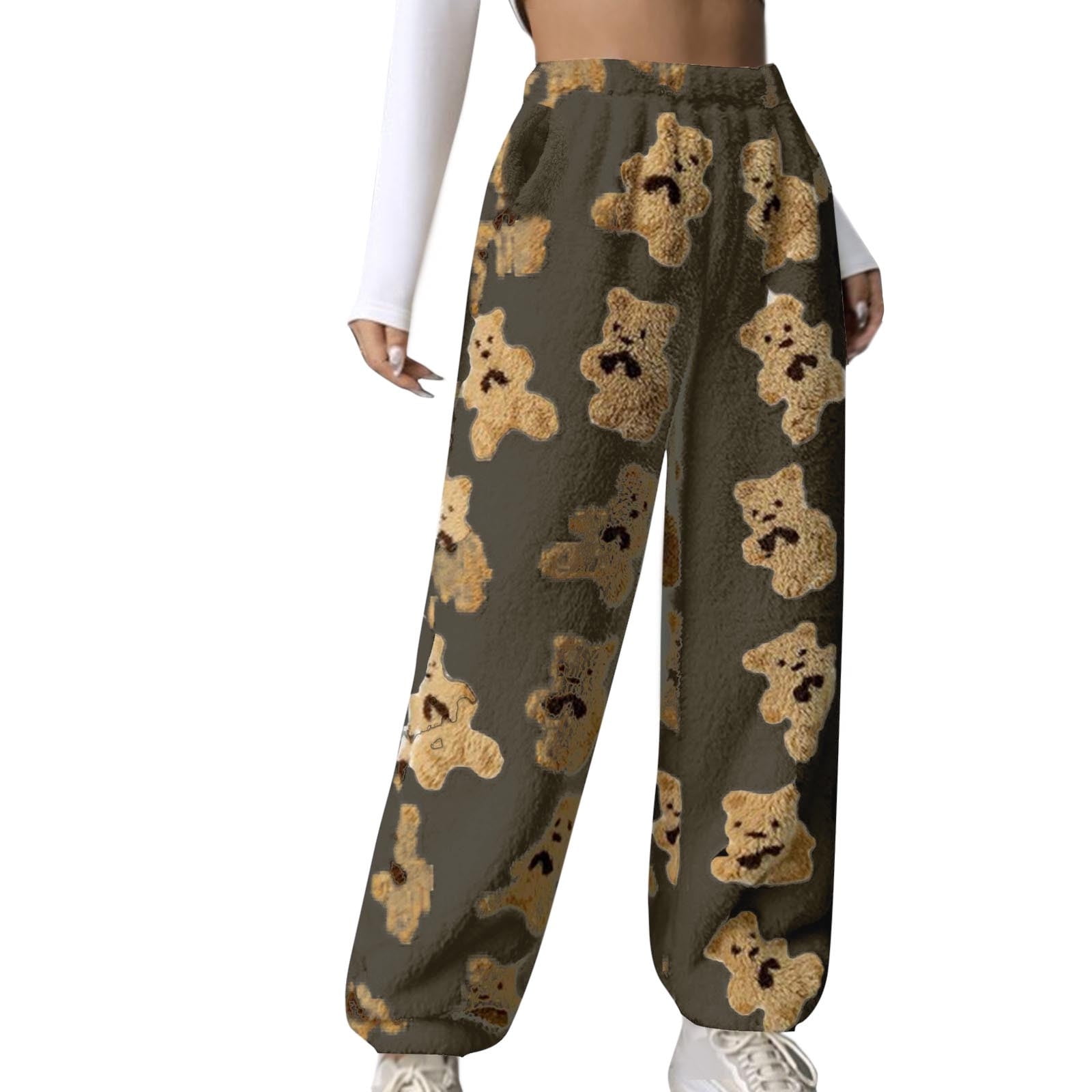 Womens Fuzzy Fleece Sweatpants Cute Bear Warm Jogger Athletic ...
