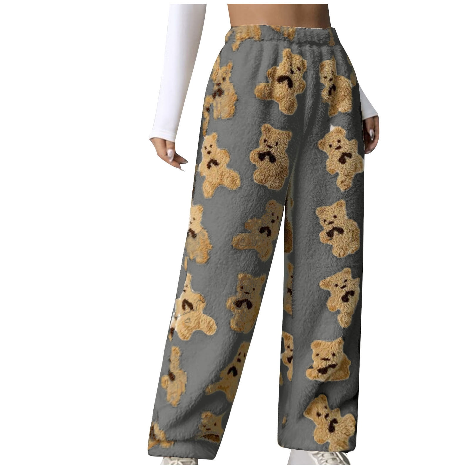 Womens Fuzzy Fleece Sweatpants Cute Bear Warm Jogger Athletic ...