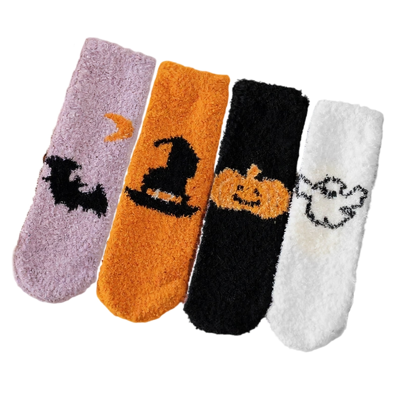 Crusward Halloween Fluffy Socks, Funny Super Soft Socks Pumpkin Ghost ...