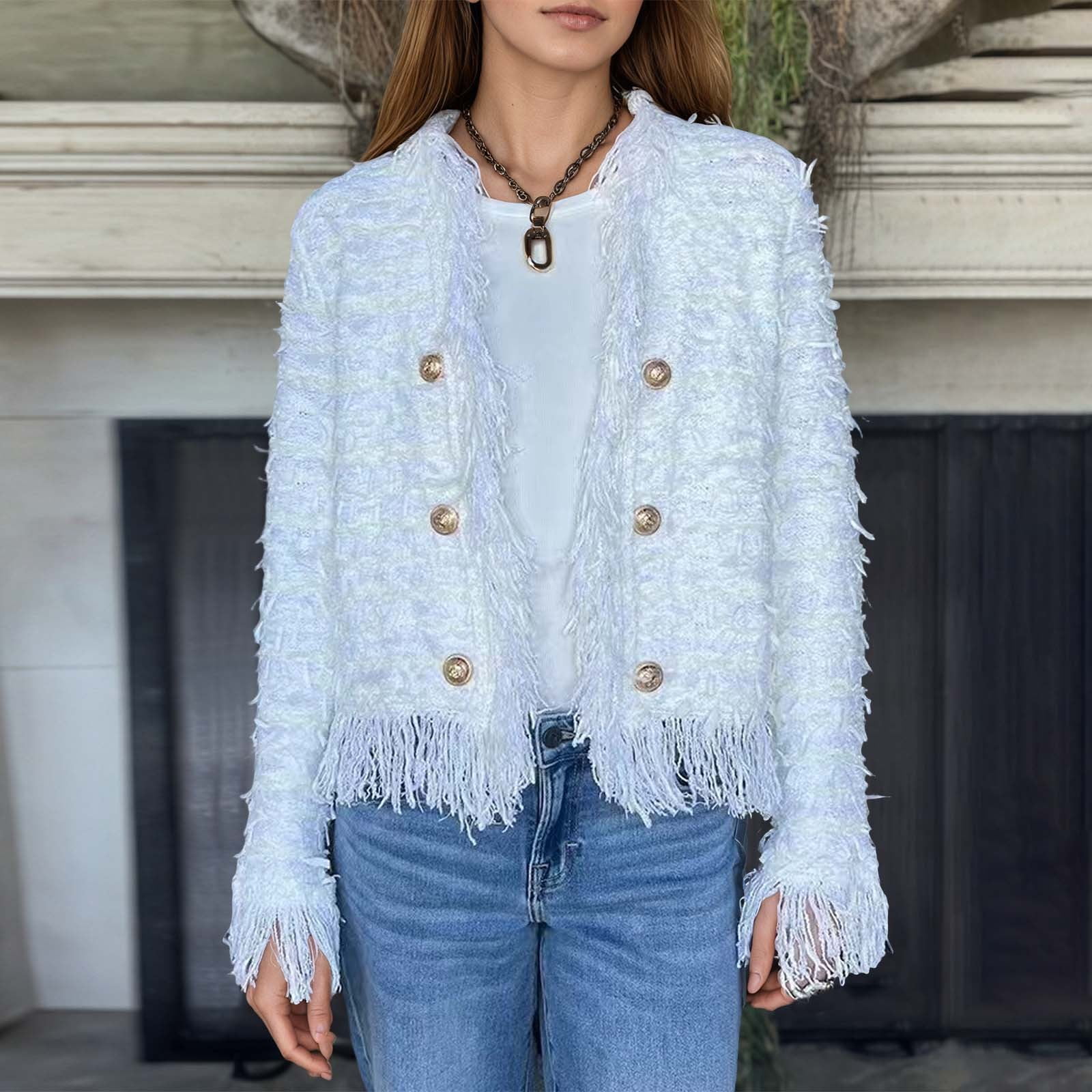 Womens Fuzzy Open Front Cardigan Shaggy Jackets (Sky Blue L) - Walmart.com