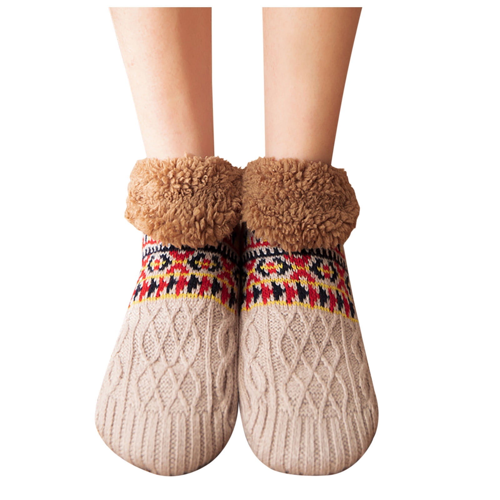 Womens Fuzzy Slipper Socks Fleece Sherpa Lined with Grippers Warm ...