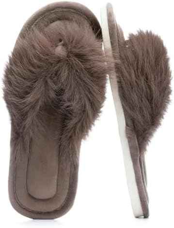 Womens Fuzzy Slippers with Box Memory Foam Soft Gifts for Women Mom ...