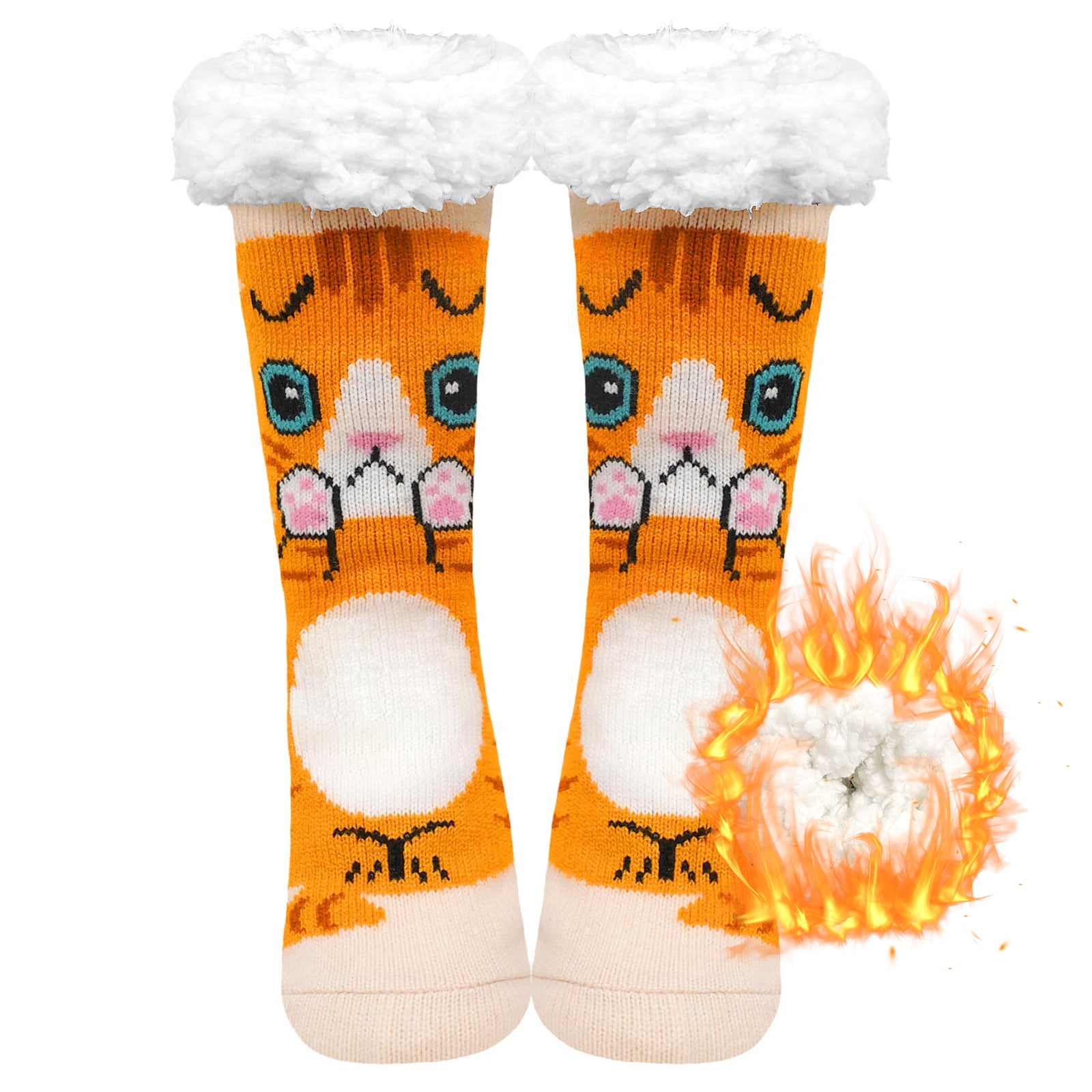 Womens Fuzzy Socks Cozy Fluffy Winter Slipper Socks with Grippers ...