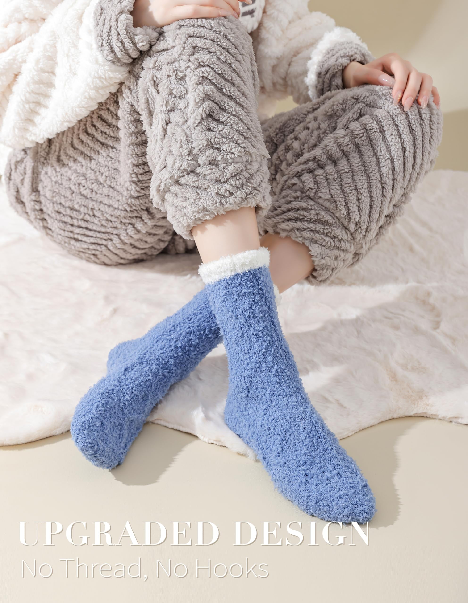 Womens Fuzzy Socks Cozy Fluffy Winter Warm Slipper Socks Soft Home ...