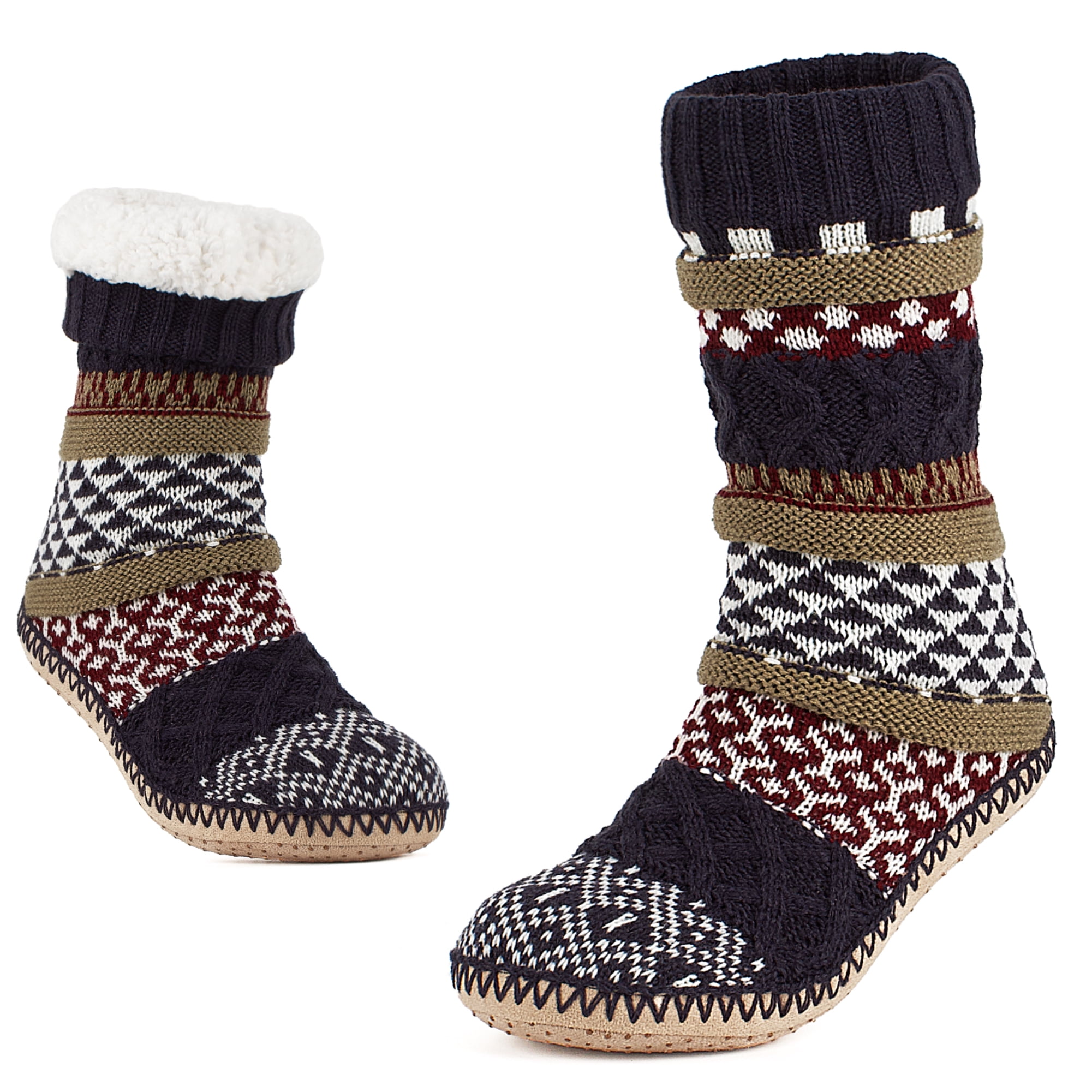 Cozyone1997 Women's Winter Moccasin Slipper Socks, Non-Slip, Sherpa ...