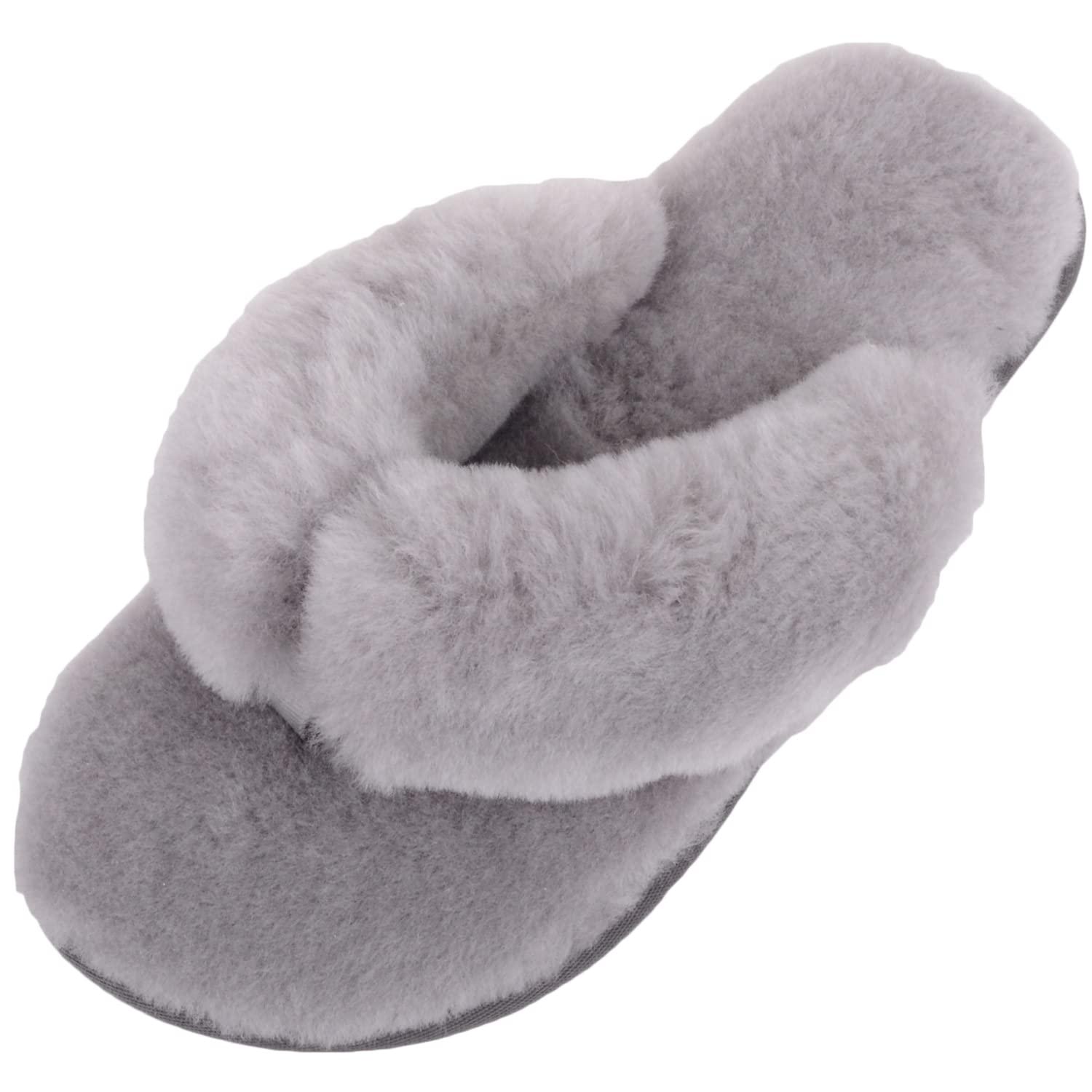 Womens Genuine Full Sheepskin Slip On Toe Post Flip Flop Slider ...