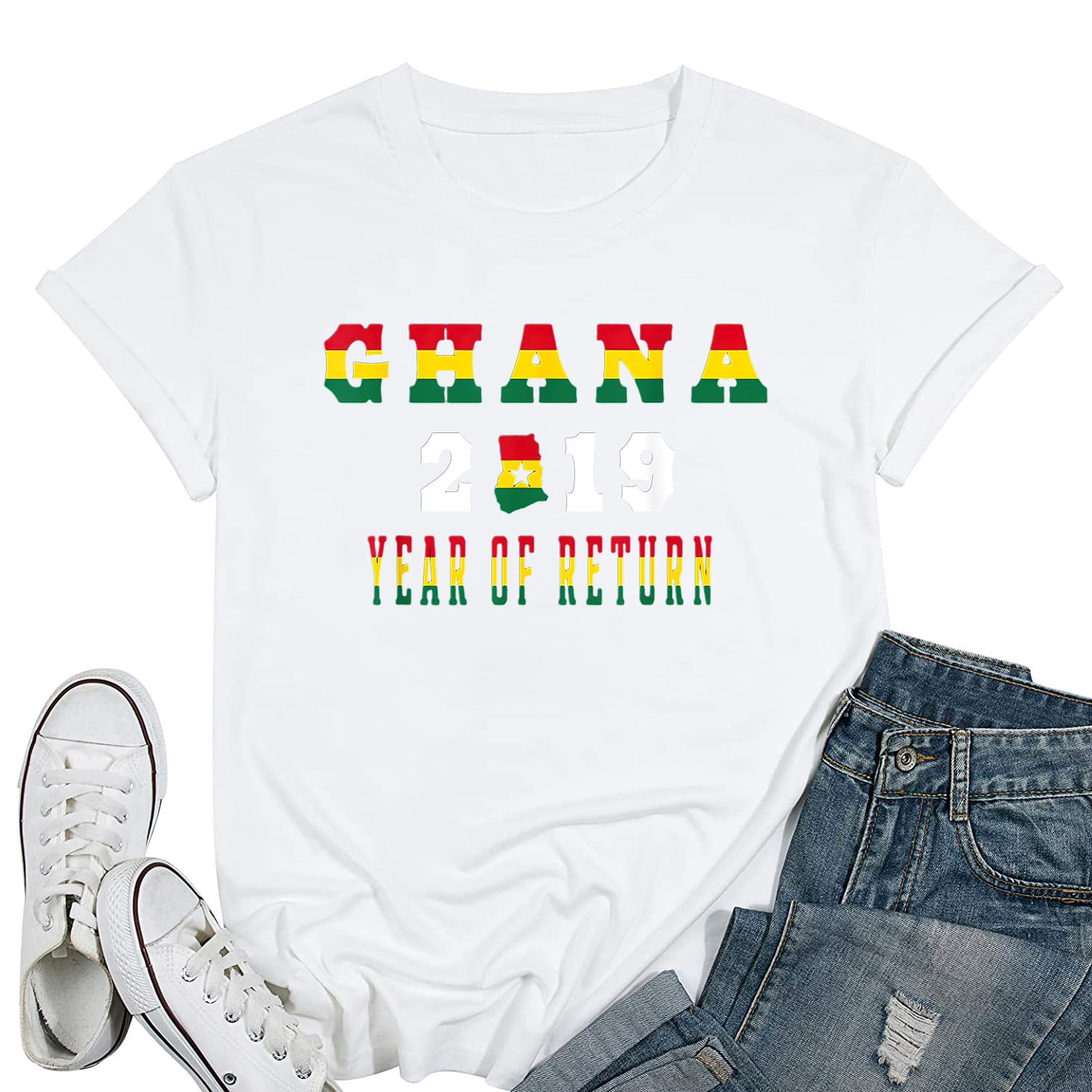 Womens Ghana 2019 Year of Return African Diaspora Africa Flag Map T ...