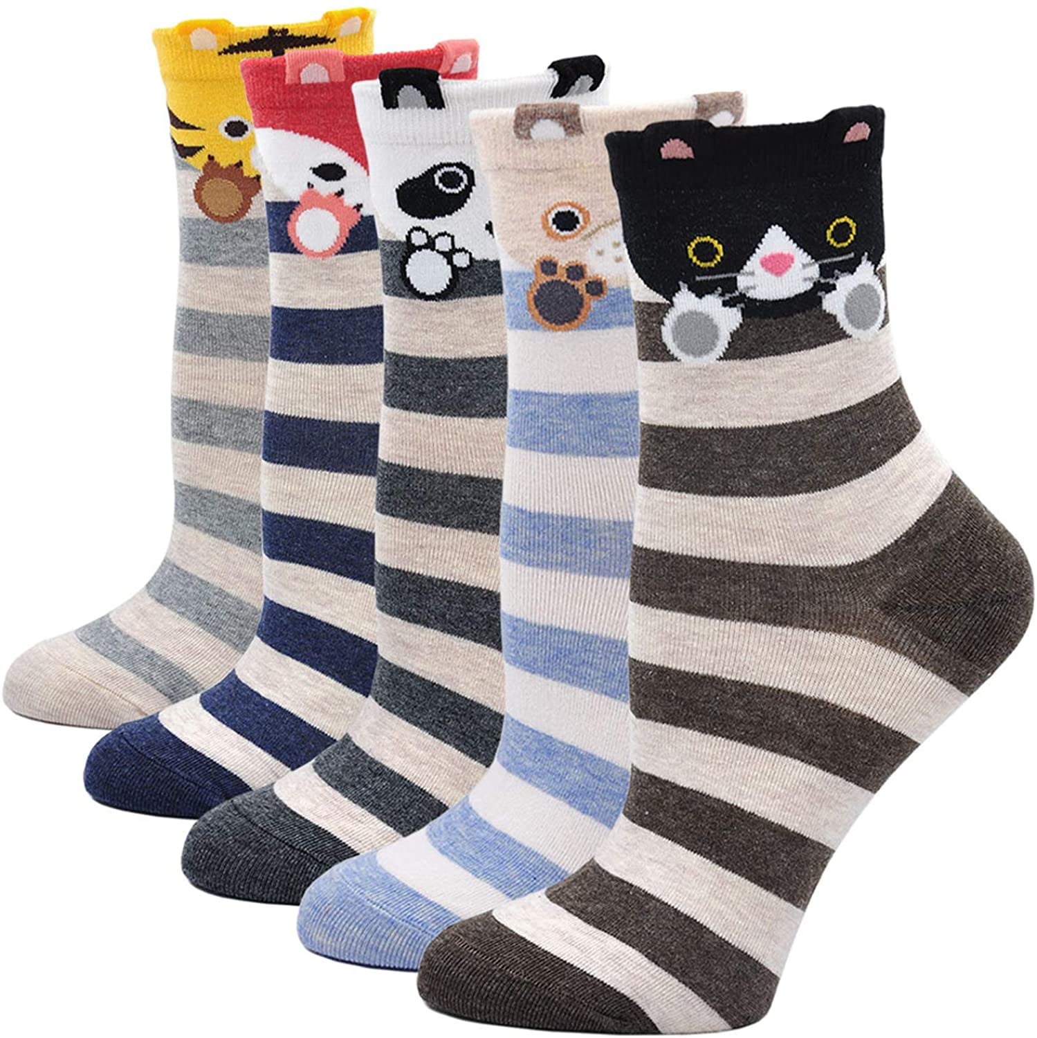 AMITOF Women's Cute Colorful Cartoon Animal Food Patterned Novelty ...