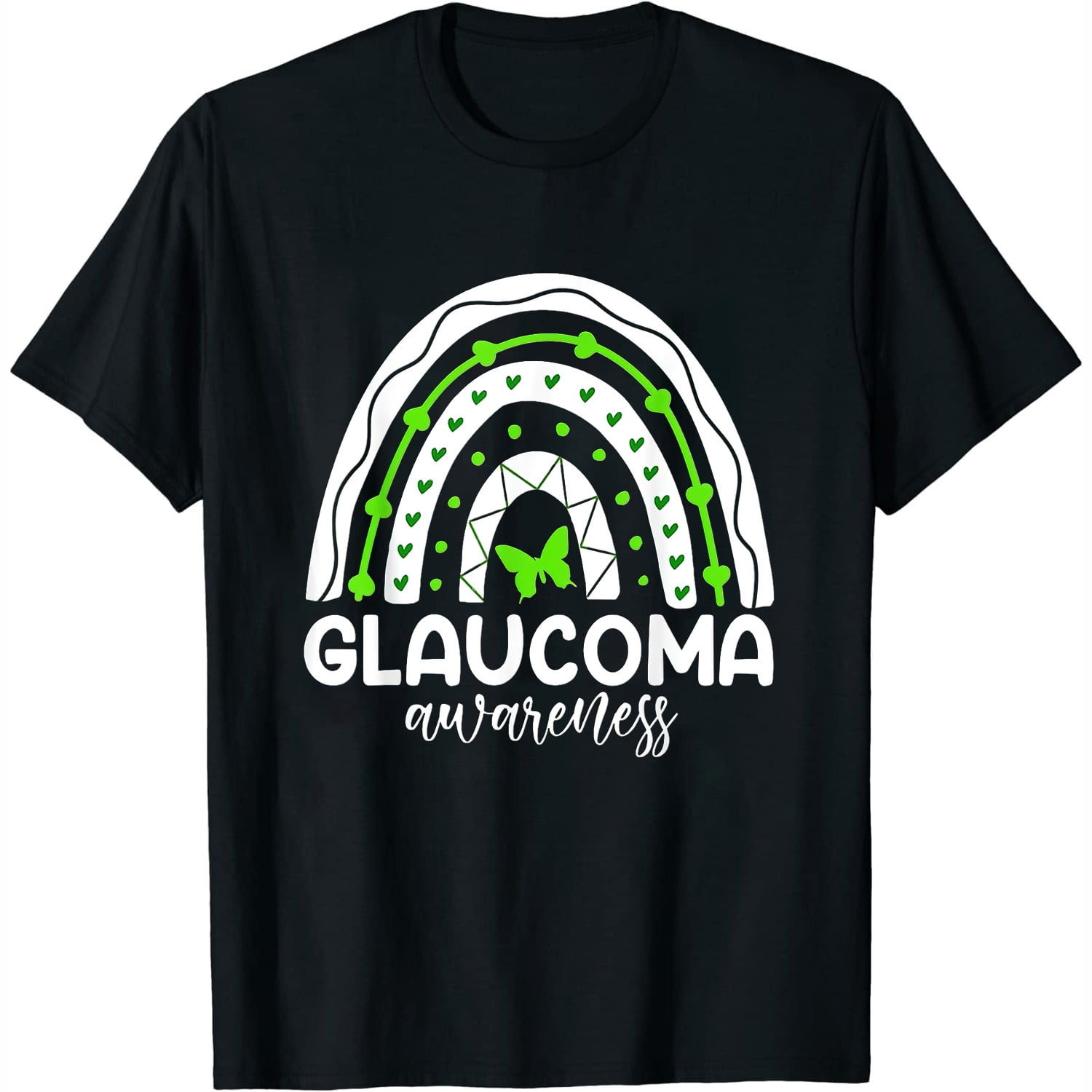 Womens Glaucoma Warrior Glaucoma Awareness Green Rainbow T-Shirt Black ...