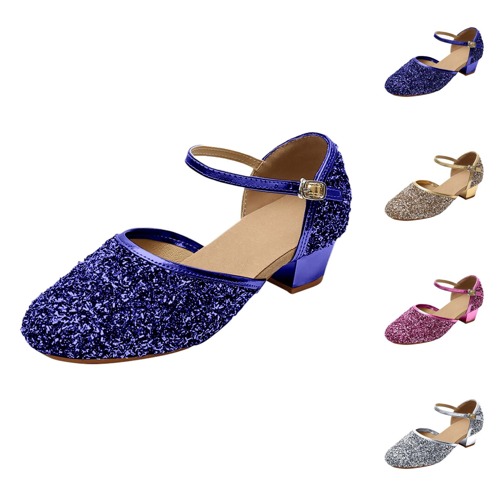 Womens Glitter Ballroom Dance Shoes Latin Salsa Tango Dancing Heels ...