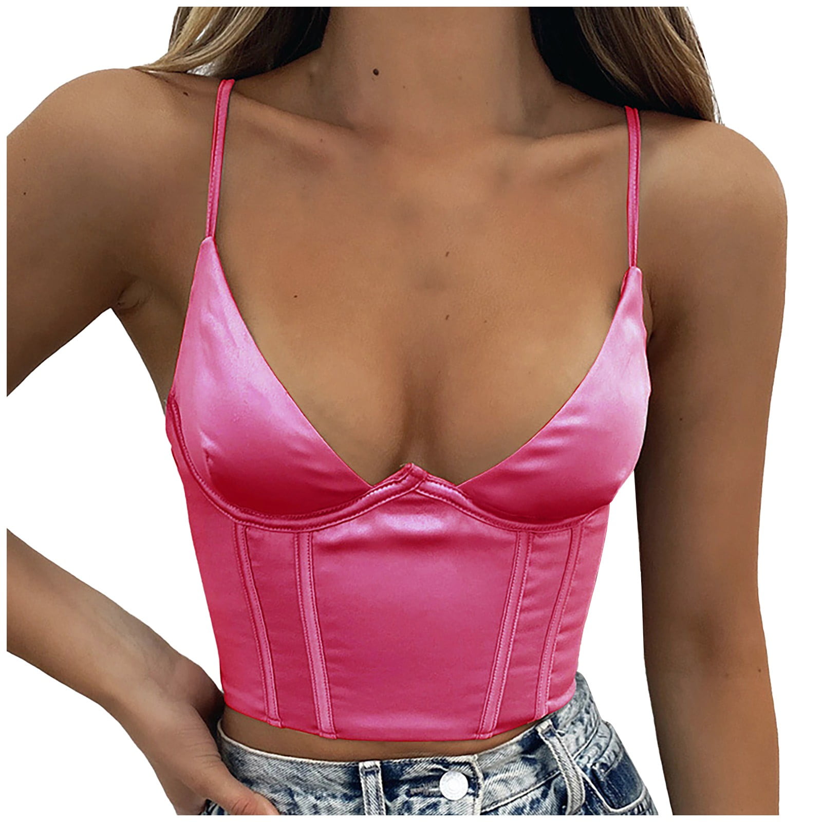 Womens Glitter Strappy Tank Tops Sexy Cami Swing Vest Clubwear