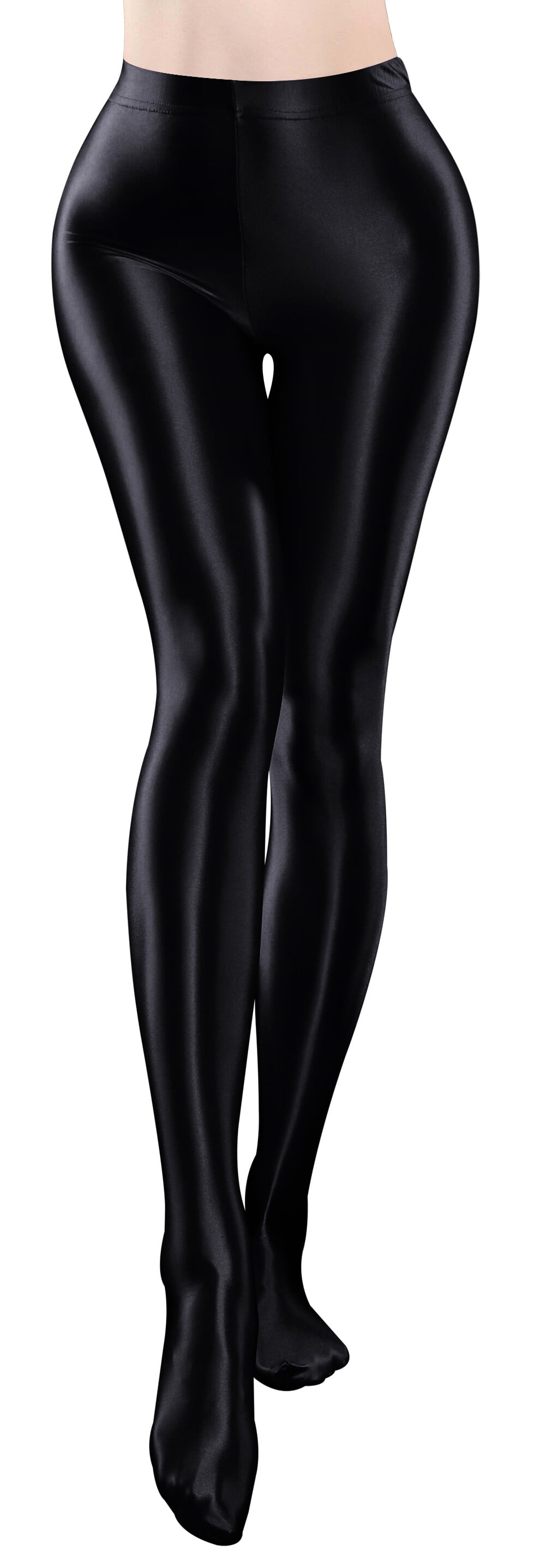 Womens Glossy Tights Solid Color Footed Pantyhose Shiny Oil Shimmery ...