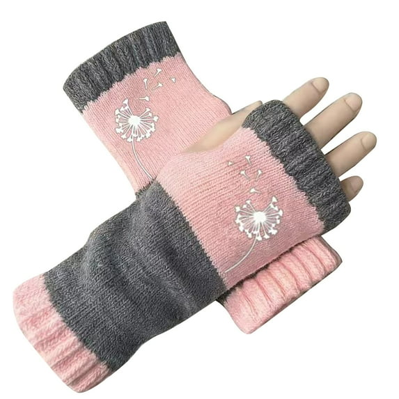 Womens Gloves Fingerless Gloves With Dandelion Pattern 8 Color Knitted ...