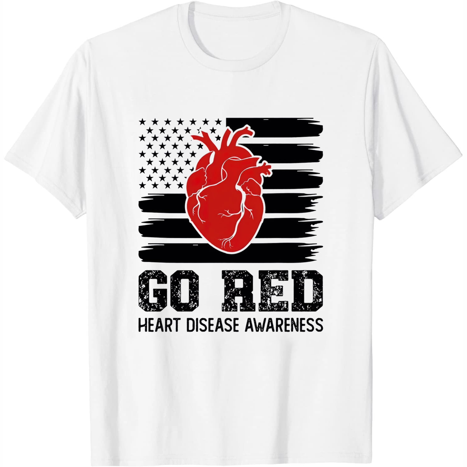 Womens Go Red USA Flag Heart Disease Heart Health Awareness Month Short ...