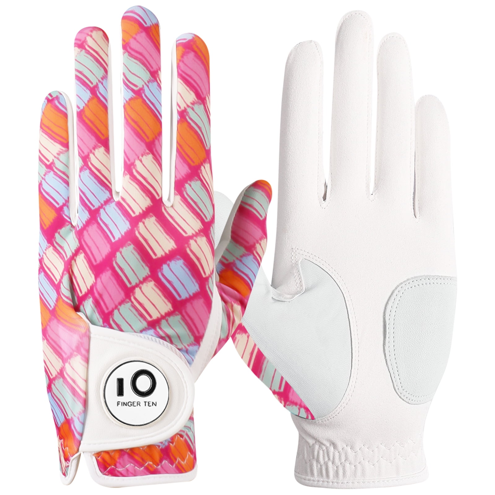 Womens Golf Glove with Ball Marker Rain Left Right Hand Leather Printed ...