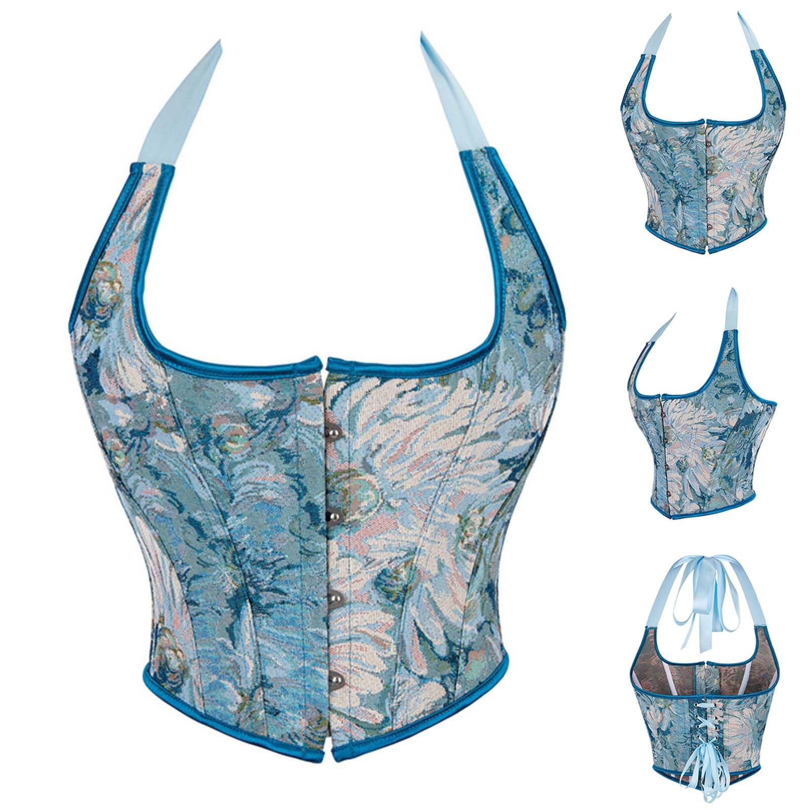 Womens Gothic Corset, Ladies Vintage Victorian Bustiers Suspenders ...