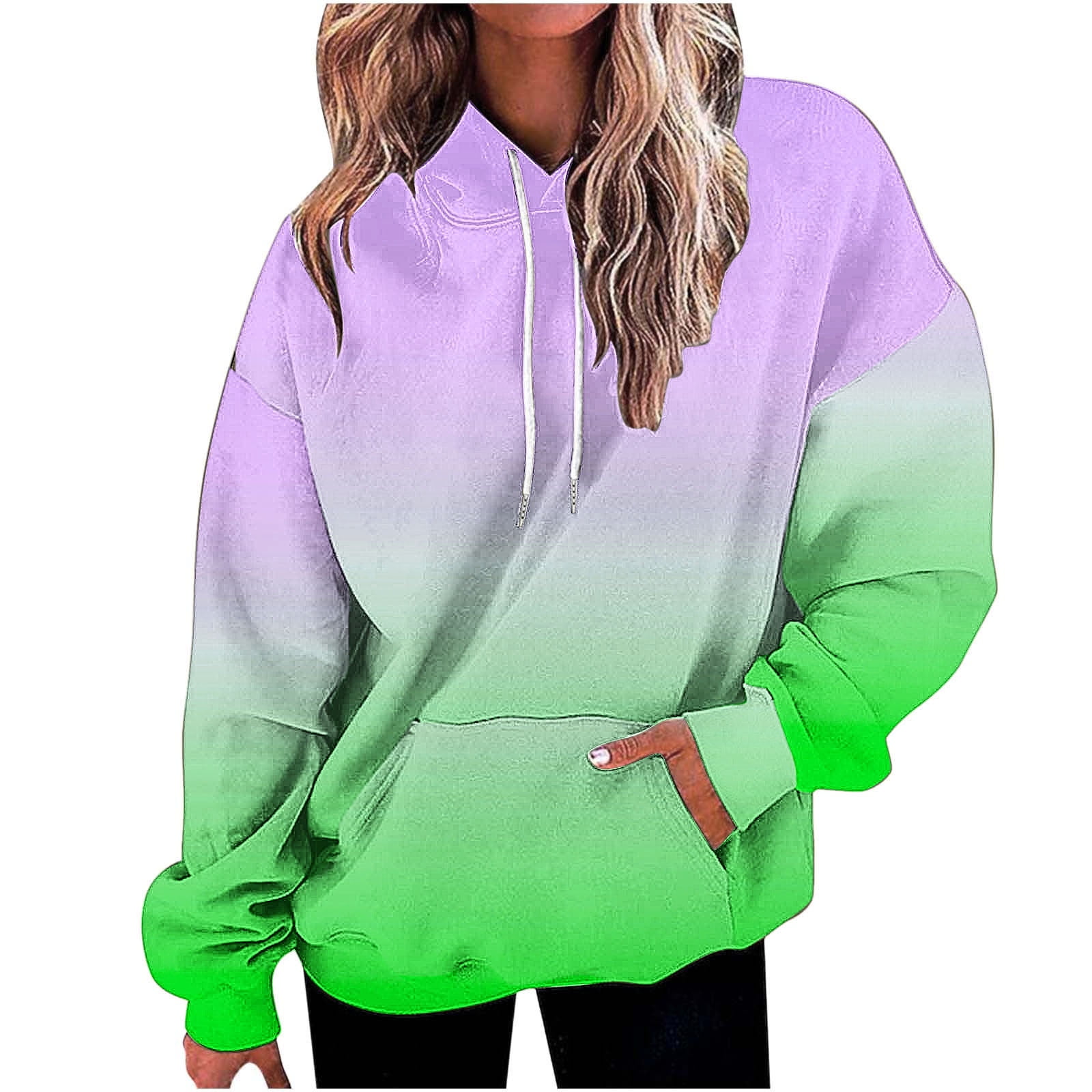 Womens Gradient Hoodies Oversized Sweatshirts Fall School Fashion Tops ...