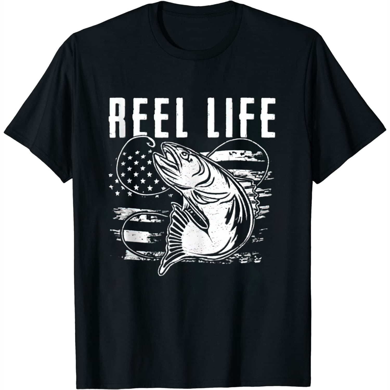 Womens Grunge Hook American Flag Fisherman Merch. Fishing Reel Life T ...