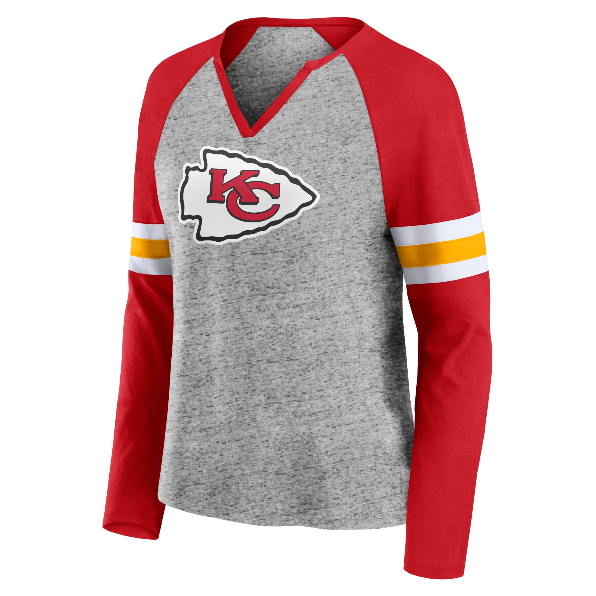 Womens Gry/Tm Color Long Sleeve Cotton Vee Tee Primary Logo - Walmart.com