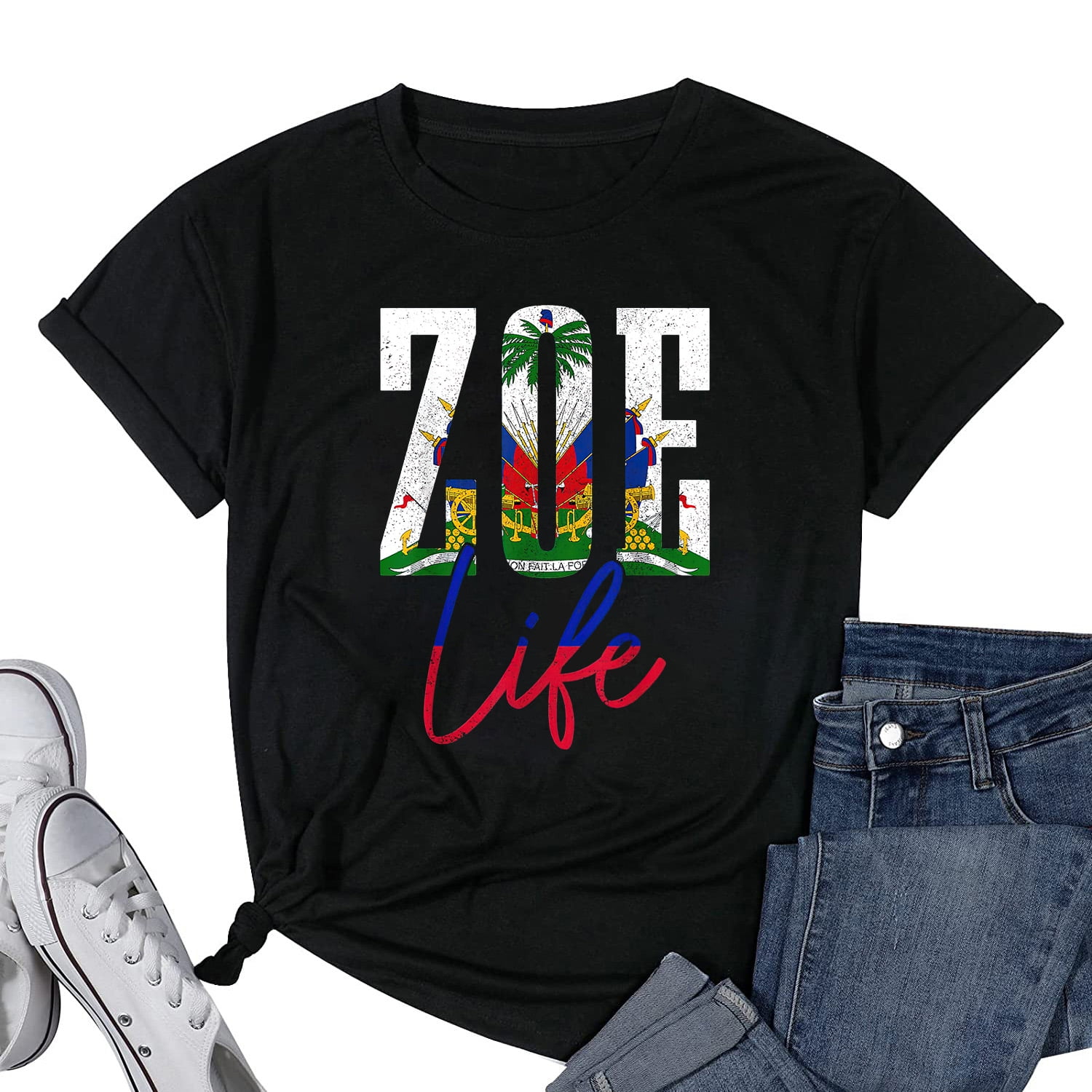Womens Haiti Flag Zoe Haitian Life Pride Vintage Haiti T-Shirt Black ...