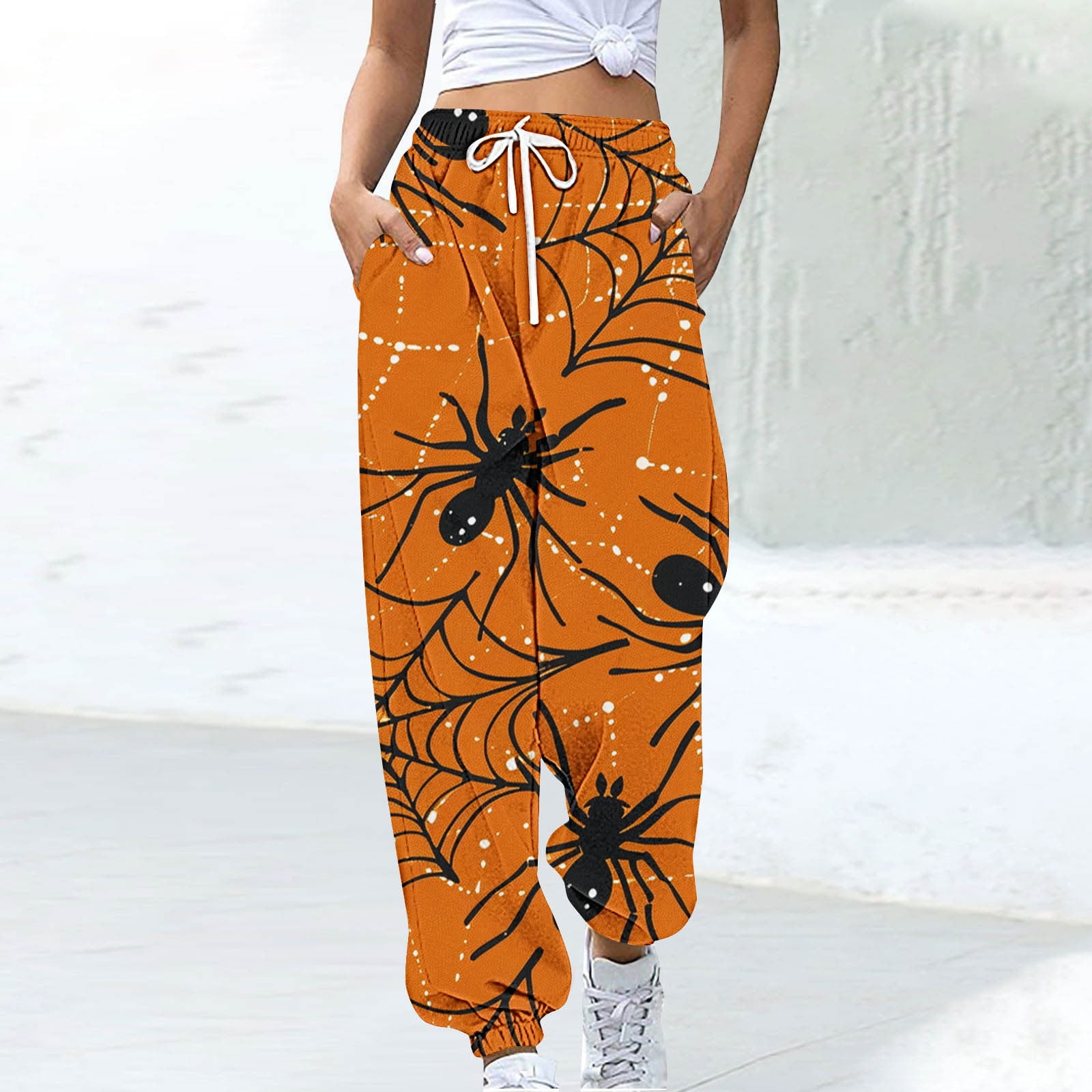 Womens Halloween 2025 Trendy Printed Sweatpants Elastic Waist ...