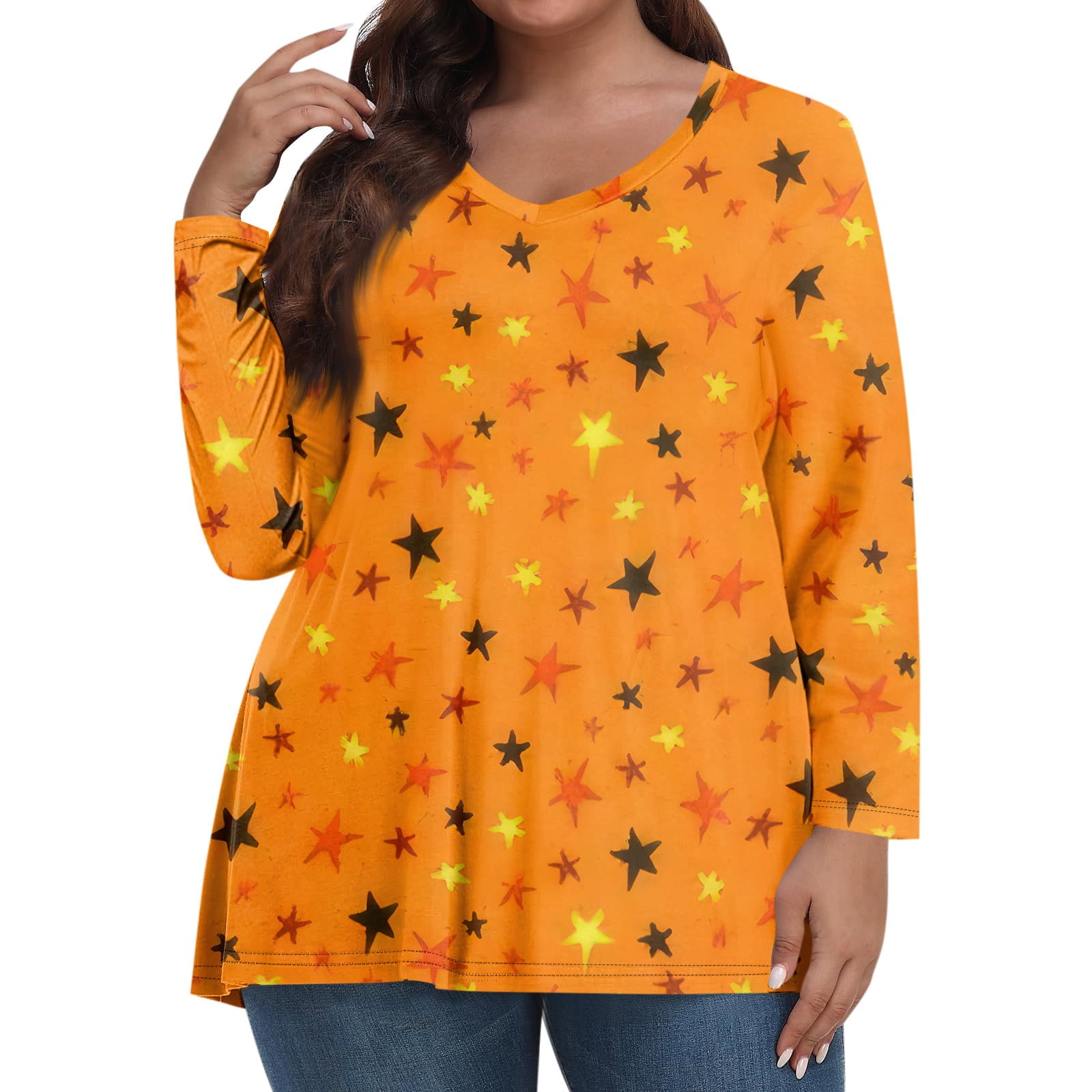 Womens Halloween Costumes Plus Size Pumpkin Bats Graphic Tunic Long