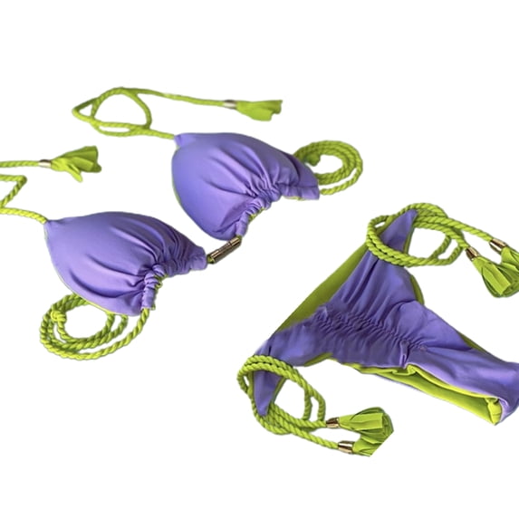 Womens Halter-Side String Bikini Set Swimsuit Cheeky-Swimwear Two ...