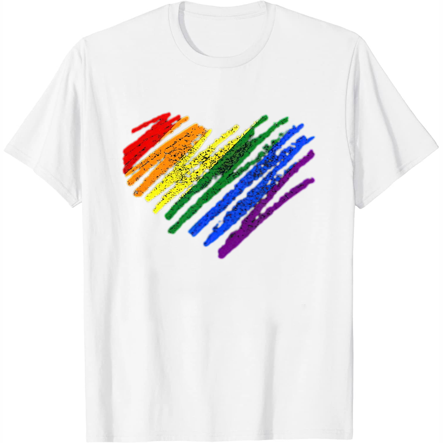 Womens Hand Drawn Heart Gay Pride Flag Lgbt Lgbtq Rainbow Heart T