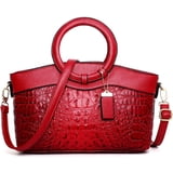 Crocodile Pattern Handbag for Women Leather Ring Top Handle Satchel ...