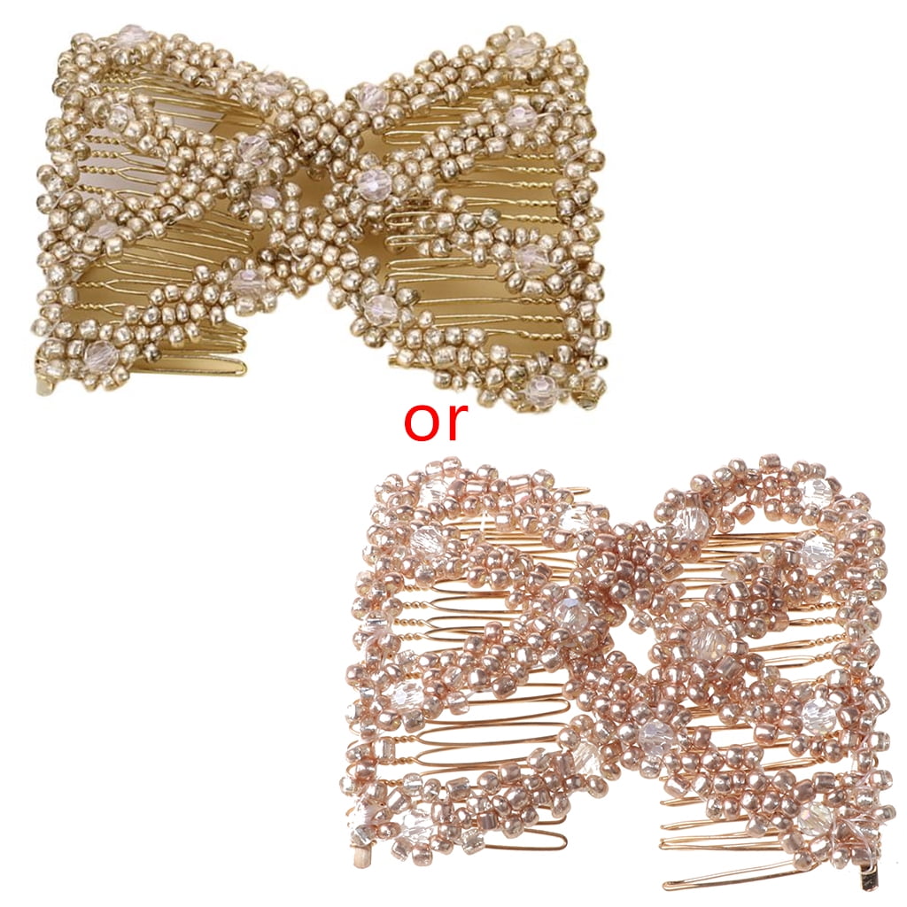 Womens Handmade Twist Rhombus Beaded Magic Hair Side Combs Jewelry ...