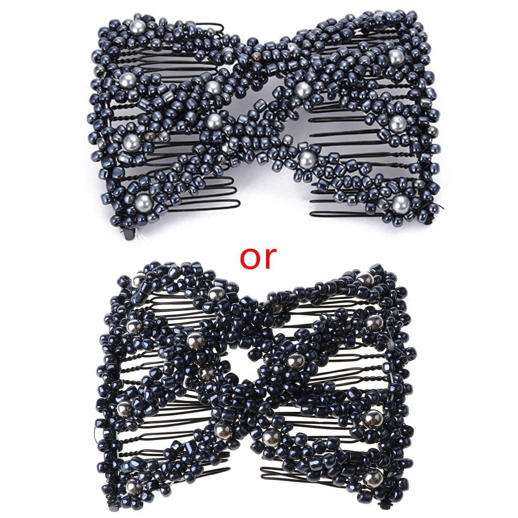 Womens Handmade Twist Rhombus Beaded Magic Hair Side Combs Jewelry ...
